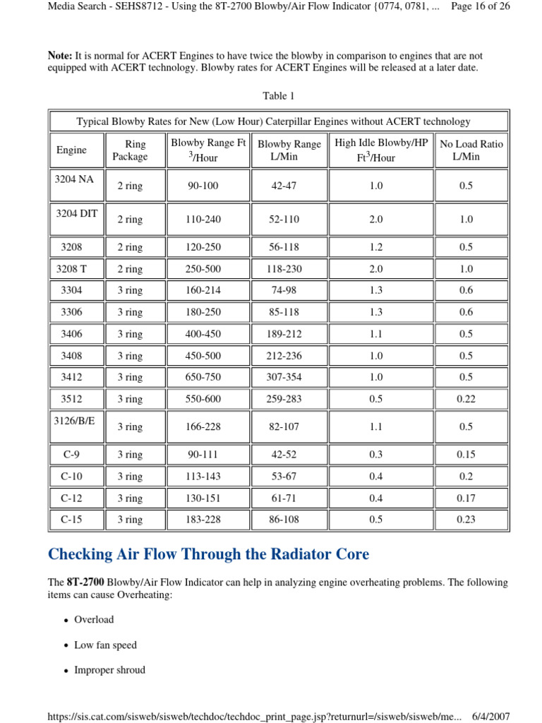 Blowby Specification CAT | PDF | Engines | Internal Combustion Engine