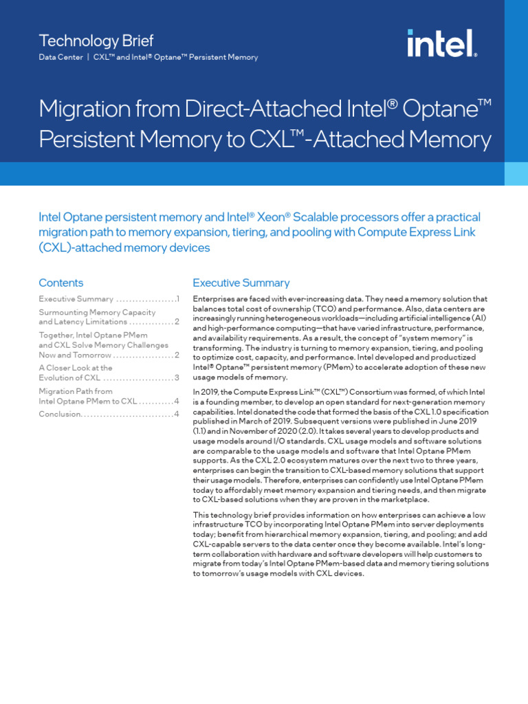 PUBLIC Optane Pmem To CXL Tech Brief | PDF | Computer Data Storage ...