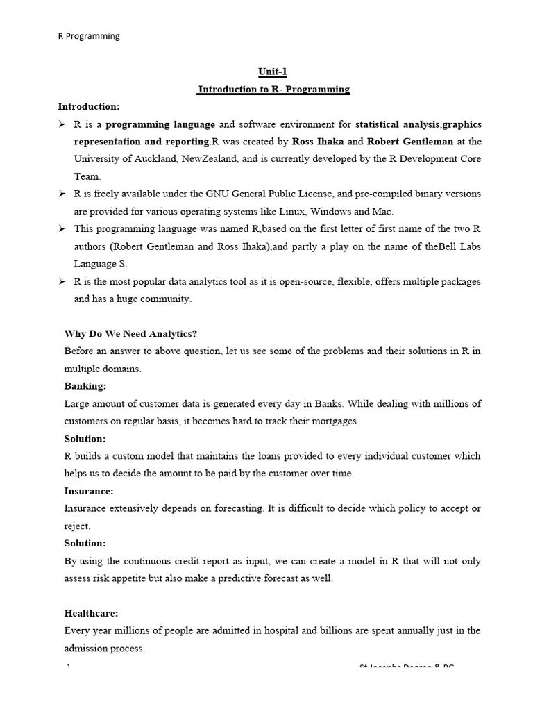 DataAnalytics Using R | PDF | Matrix (Mathematics) | Computer Programming