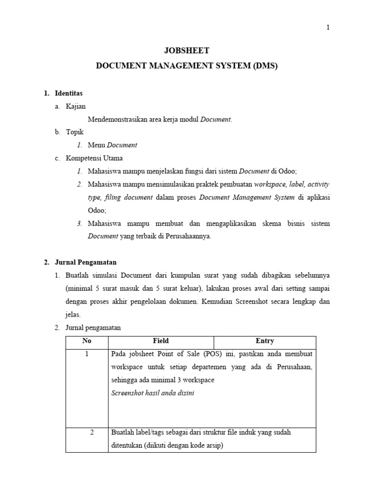 Jobsheet Document Management System | PDF | Komputer