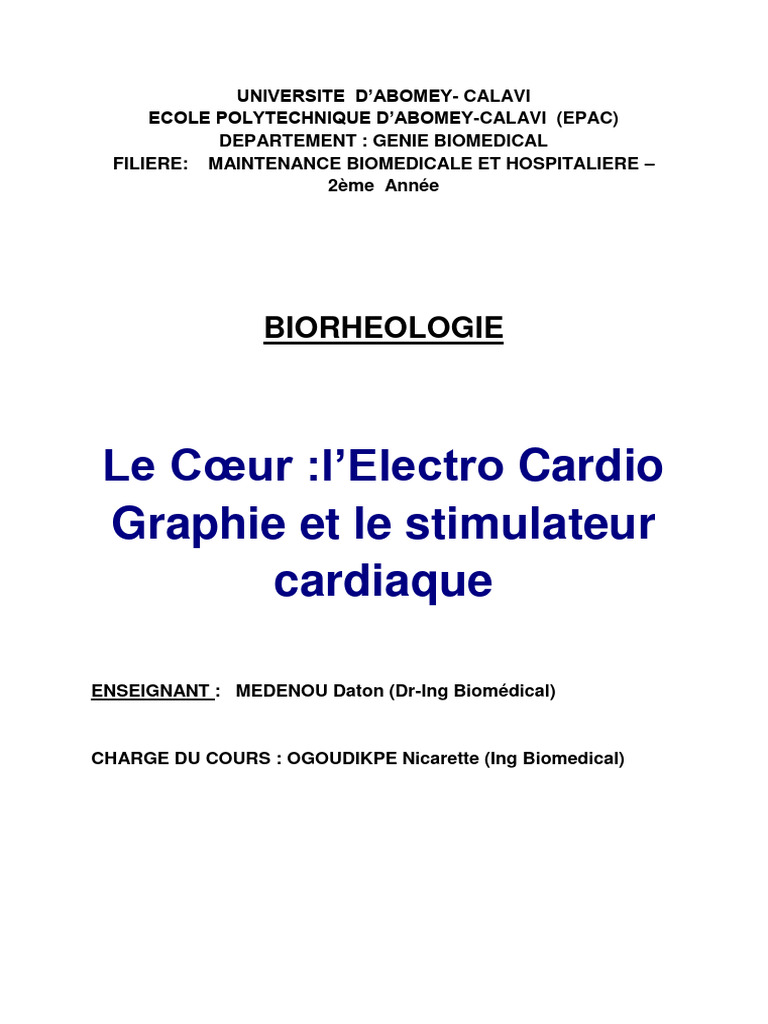 ECG et fonctionnement du pacemaker | PDF | Cœur | Stimulateur cardiaque