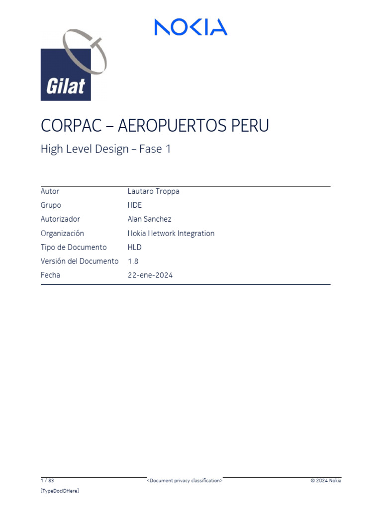 Gilat - Corpac Aeropuertos - HLD - v1.8 (Fase 1) | PDF | Enrutador (Computación) | Cambio de ...