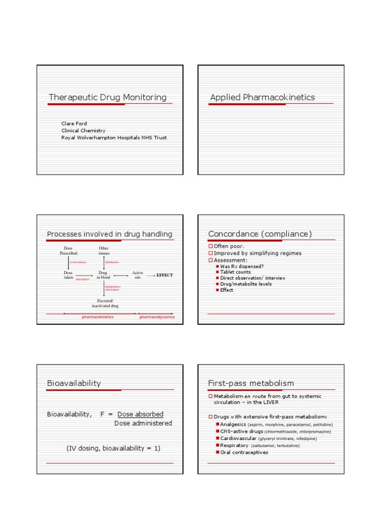 Therapeutic Drug Monitoring Applied Pharmacokinetics: Concordance ...