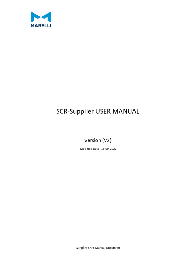 SCR Supplier User Manual V2 | PDF | Microsoft Excel | Supply Chain
