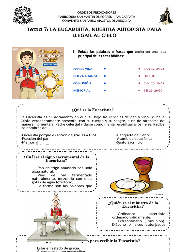 Actividades Eucarísticas Para Niños Pdf Eucaristía Creencia