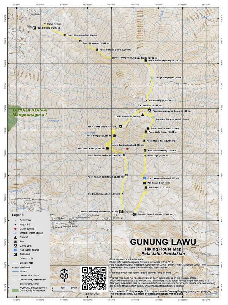 Peta Jalur Pendakian Gunung Lawu | PDF | Geographic Data And ...