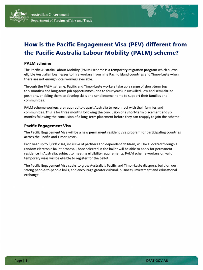 Pev Differs Palm Factsheet | PDF | Employment | Travel Visa