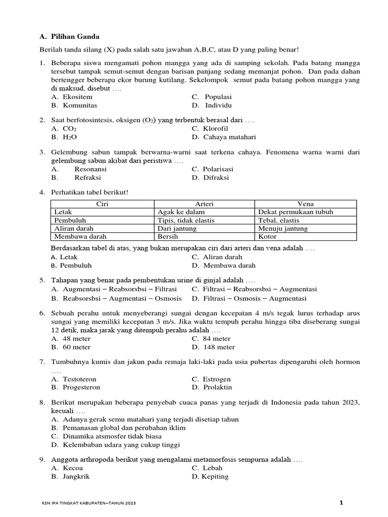 Soal Ipa - KSN 2023 | PDF
