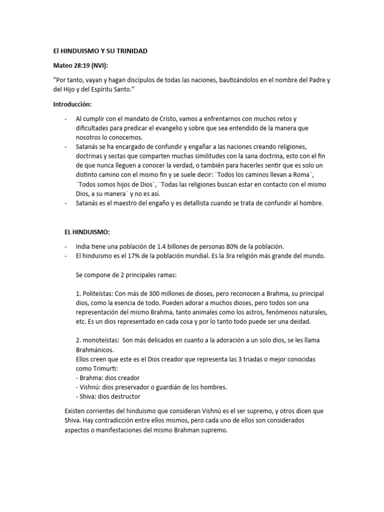 El HINDUISMO Y SU TRINIDAD | PDF | Trinidad | Concepciones de dios