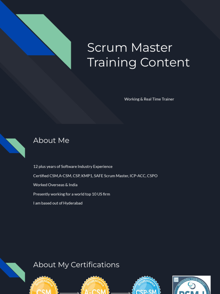 Scrum Master Training Content | PDF | Scrum (Software Development ...
