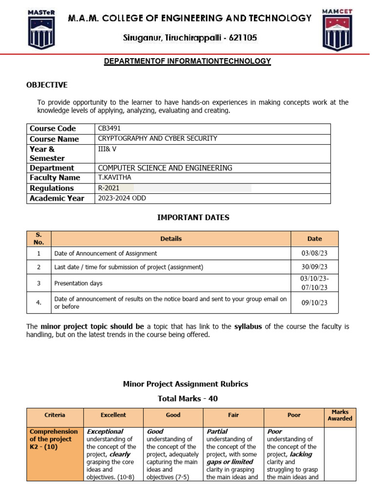 CB3491 CCS Project Assignment | PDF | Cryptography | Encryption