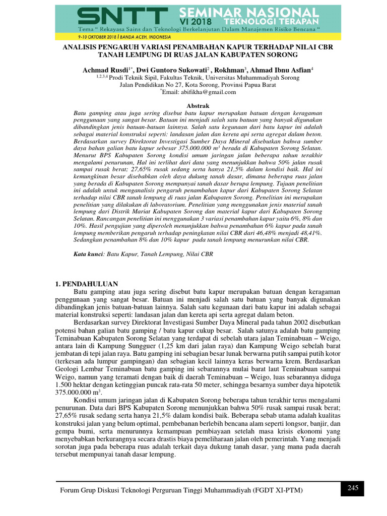 Analisis Pengaruh Variasi Penambahan Kapur Terhadap Nilai CBR Tanah Lempung Di Ruas Jalan ...