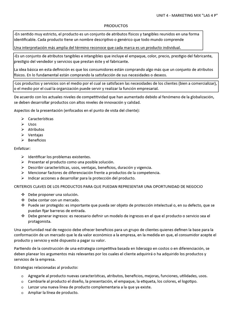 Unit4 LAS 4P.. | PDF | Marketing | Producto (Negocio)