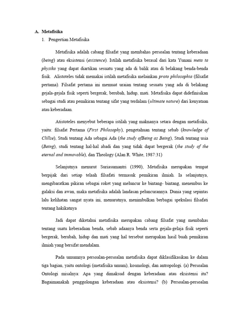 Pengertian dan Aliran Metafisika | PDF | Filsafat | Sains & Matematika