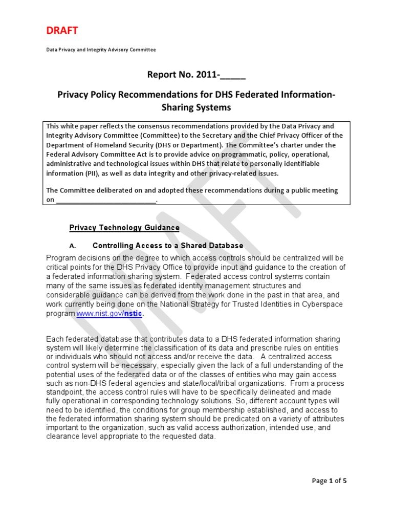 DHS Federated Info Sharing Technology Recommendations | PDF | United ...