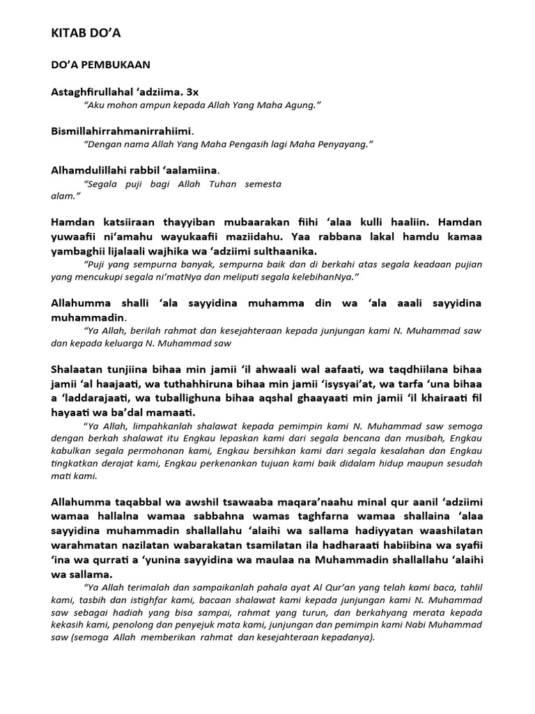 Doa Pembuka Dan Penutup | PDF
