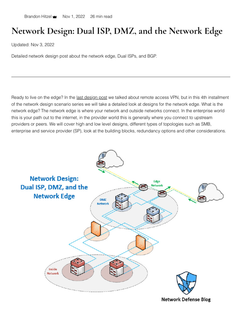 Network Design - Dual ISP, DMZ, and The Network Edge | PDF | Computer Network | Router (Computing)