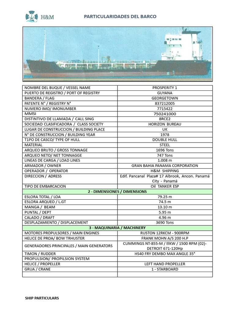 Ship Particulars 2023 | PDF | Transporte de agua | Arquitectura naval