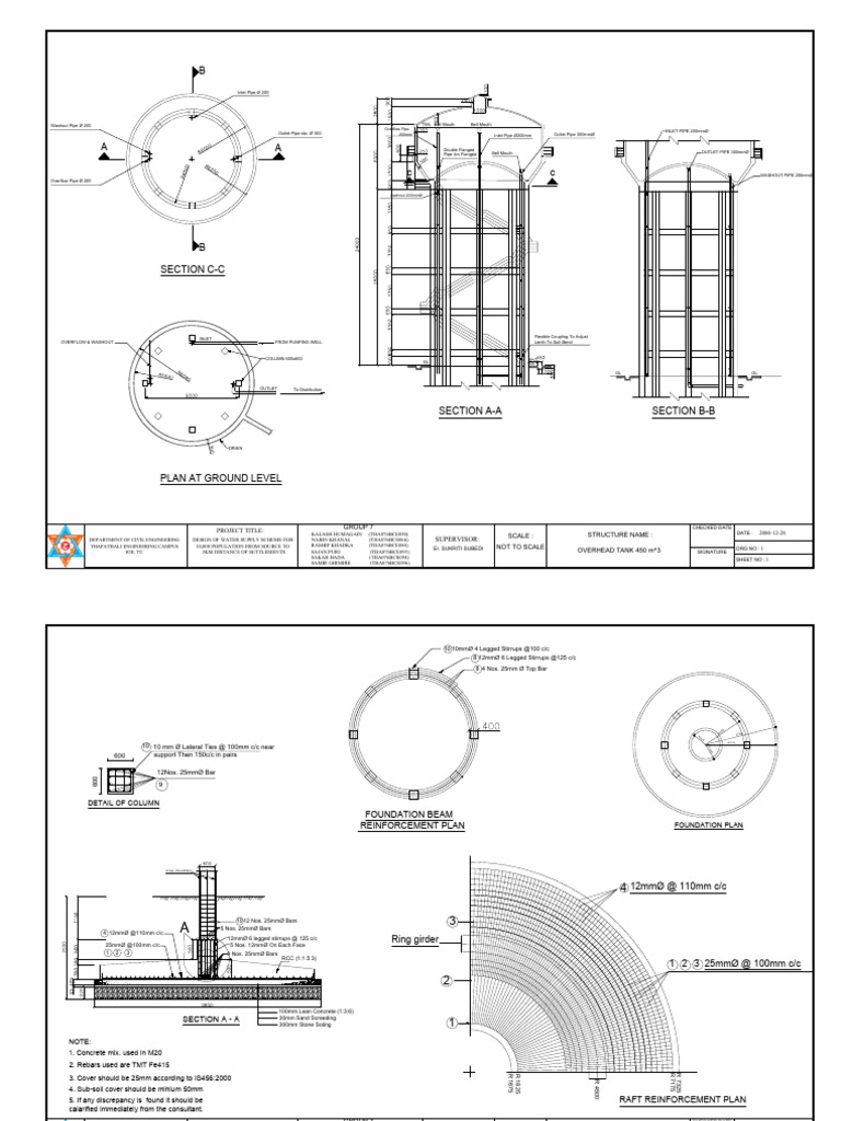 Scale: Project Title: Structure Name: Not To Scale Overhead Tank 450 M ...
