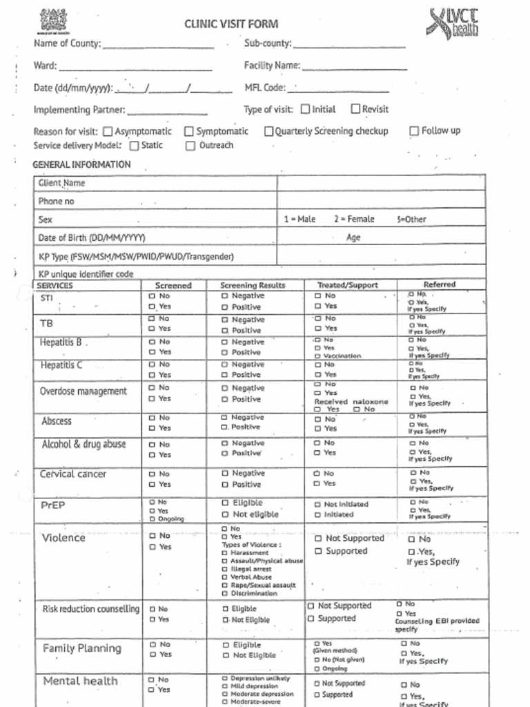 KP Clinic Visit Form | PDF