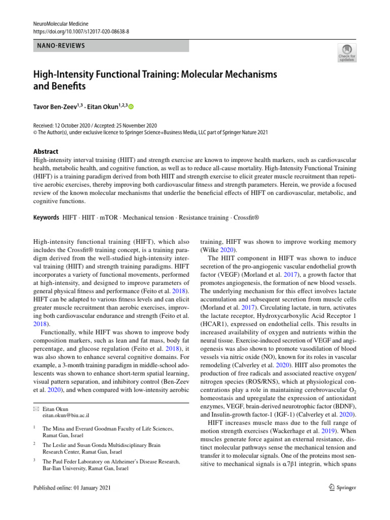 Respuestas Moleculares A HIFT | PDF | High Intensity Interval Training ...