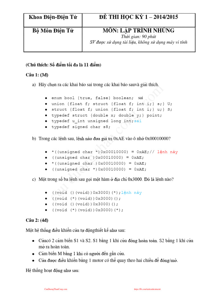 Lap Trinh He Thong Nhung Bui Quoc Bao Hk1 2014 2015 | PDF