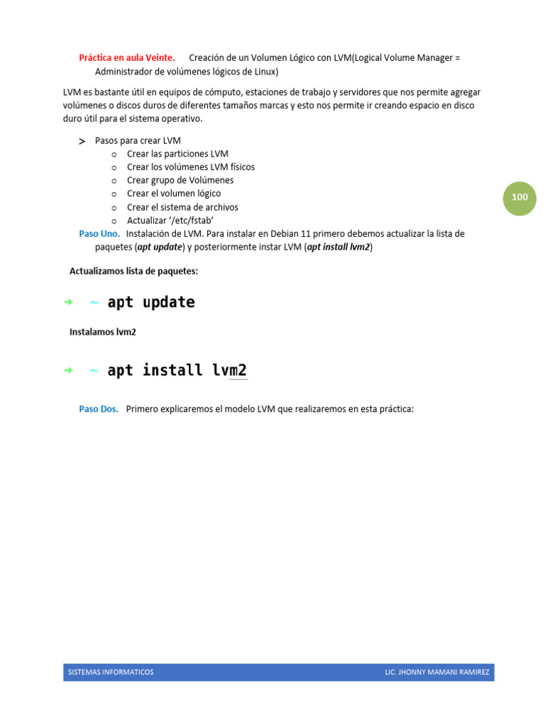 Practicas LVM 100 - 111 | PDF | Archivo de computadora | Software