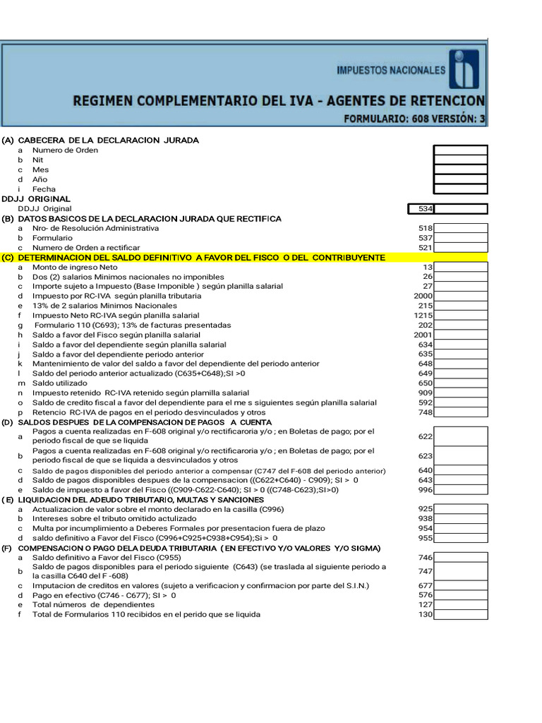 FORMULARIO 608 Imprimir | Descargar gratis PDF | Impuestos | Ley Pública