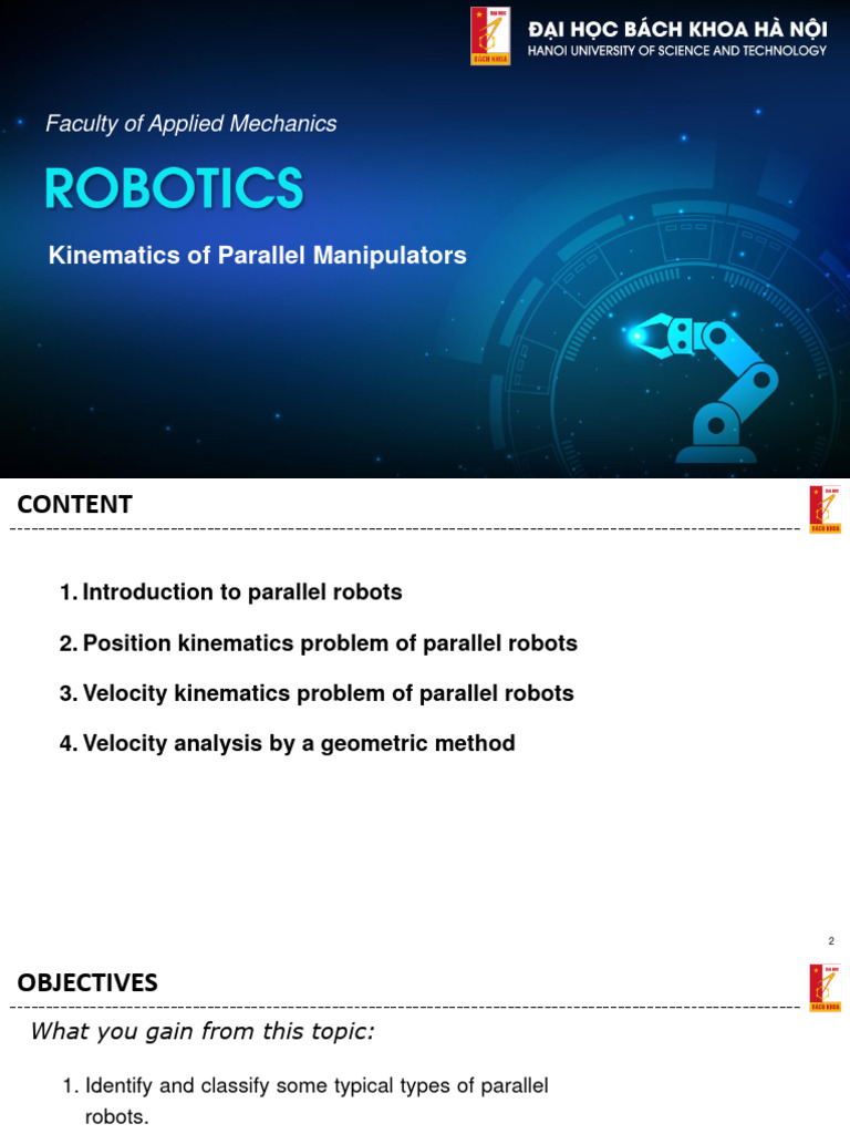 ME3209 - Topic 8 Kinematics of Parallel Manipulators | PDF | Kinematics ...