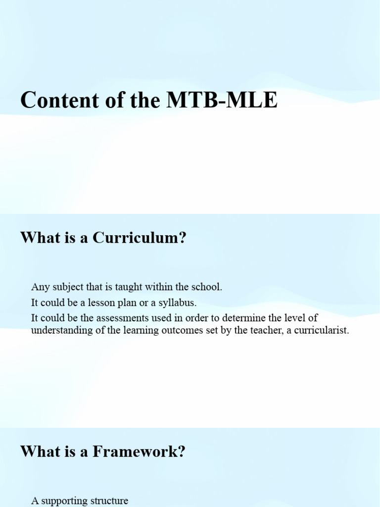 MTB-MLE Curriculum Framework Guide | PDF | Second Language | Fluency