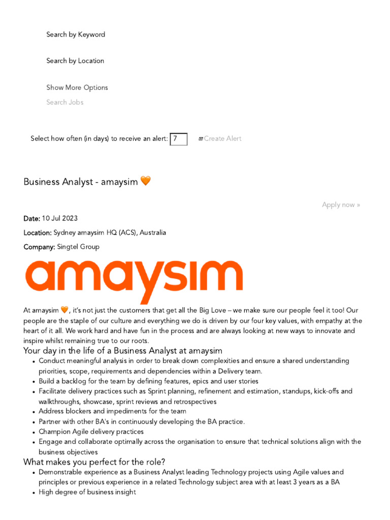 Business Analyst - Amaysim - 17july | PDF | Agile Software Development ...