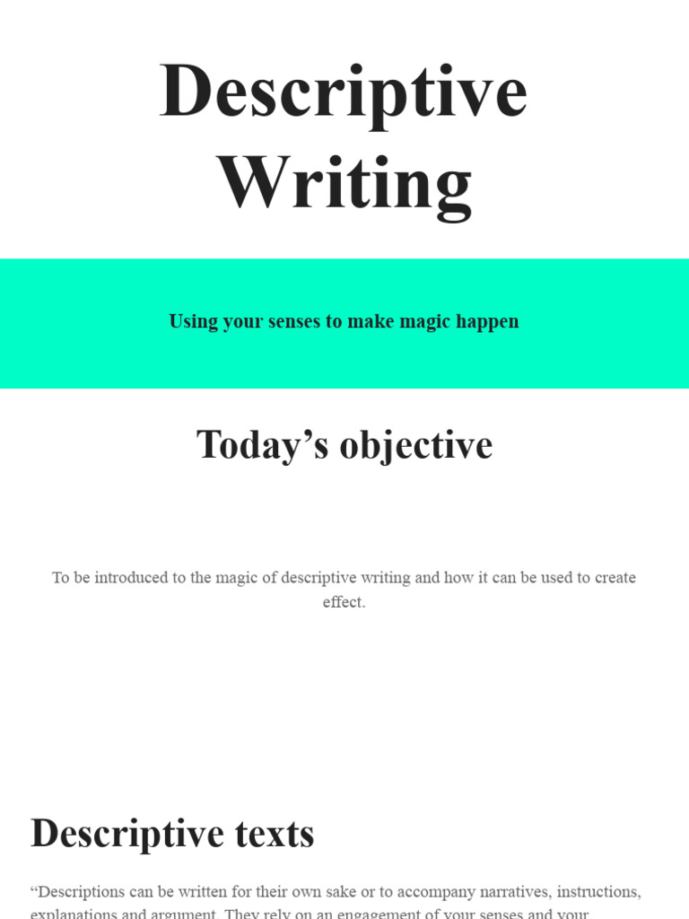 Descriptive Writing Techniques Guide | PDF | Foreign Language Studies | Art