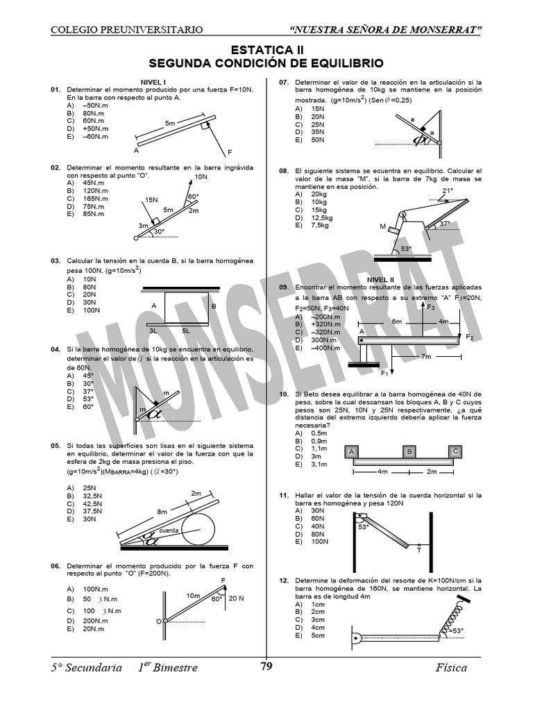 Estatica II | Descargar gratis PDF | Masa | Cantidad