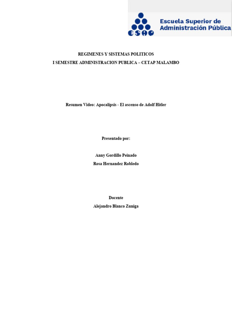 Resumen Video de Adolf Hiter | PDF | Adolf Hitler | Alemania nazi