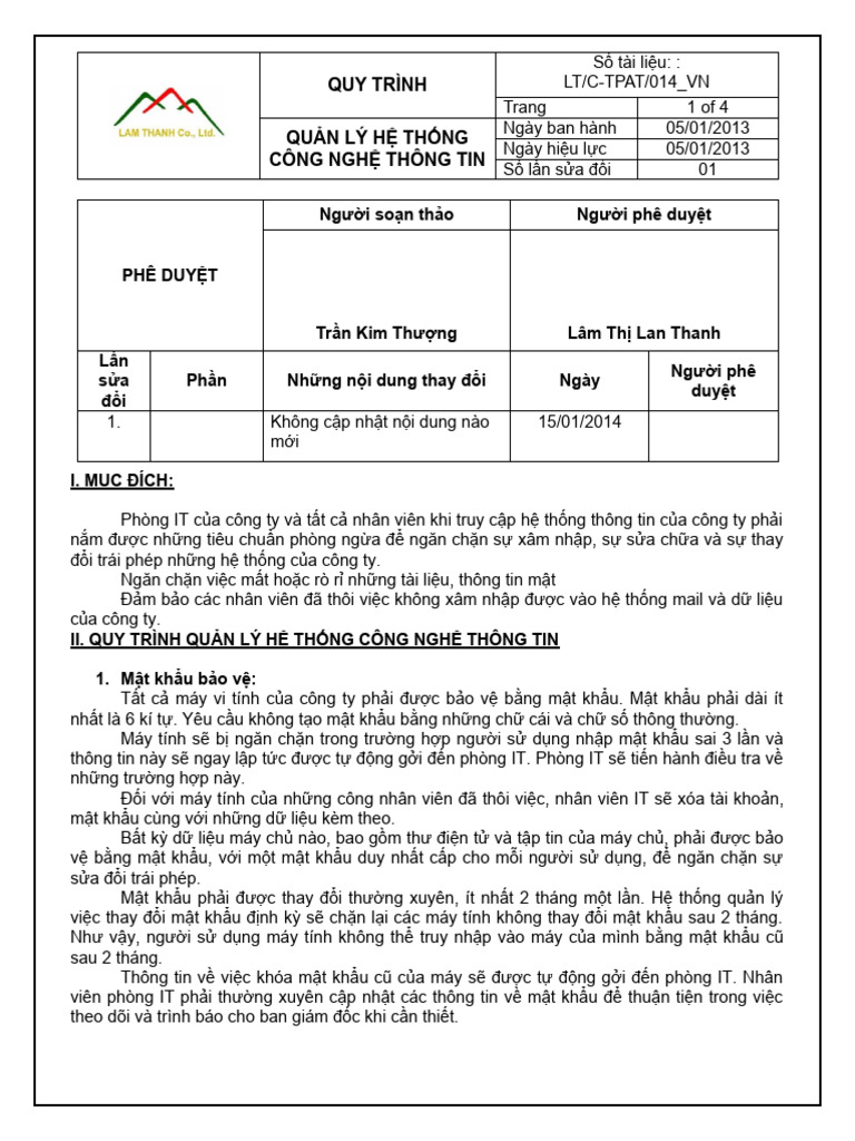 13 - Quy Trinh Quan Ly He Thong Thong Tin | PDF