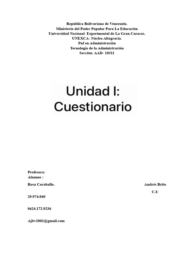 Cuestionario | PDF | Informática | Business
