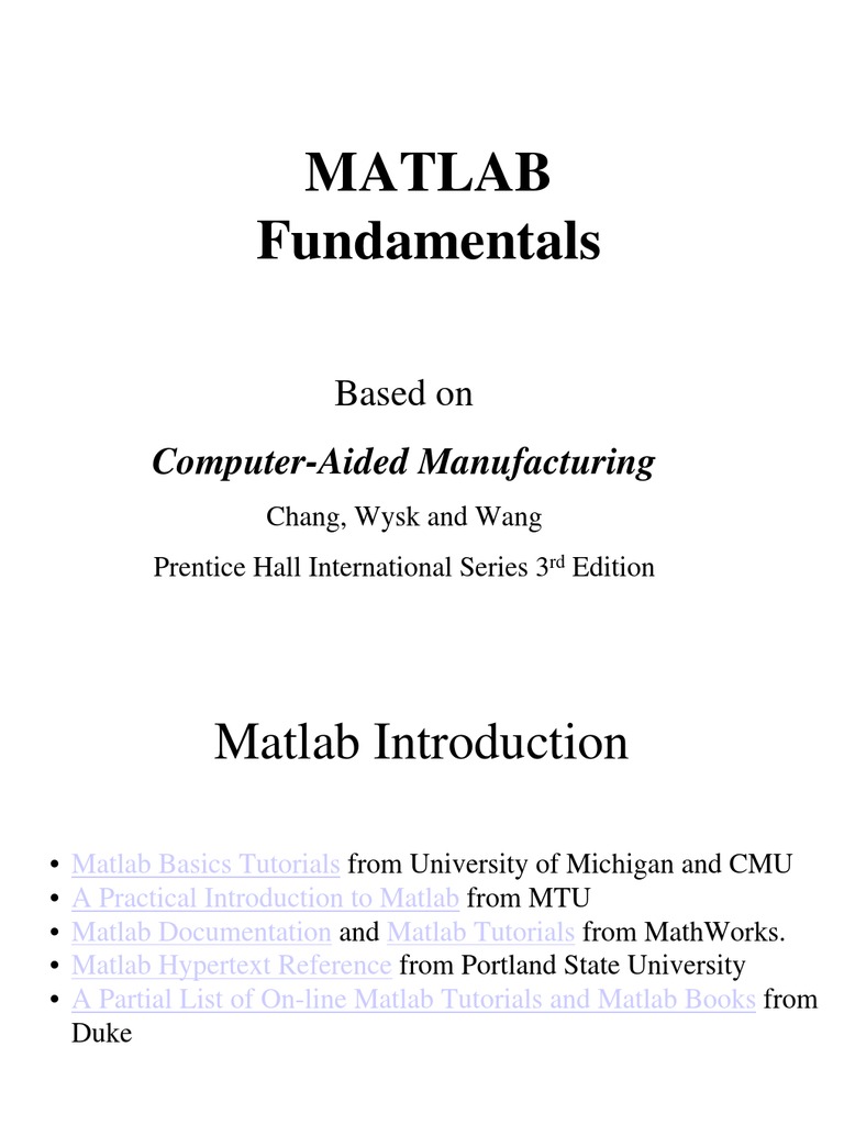 Matlab Fundamentals: Computer-Aided Manufacturing | PDF | Matlab ...