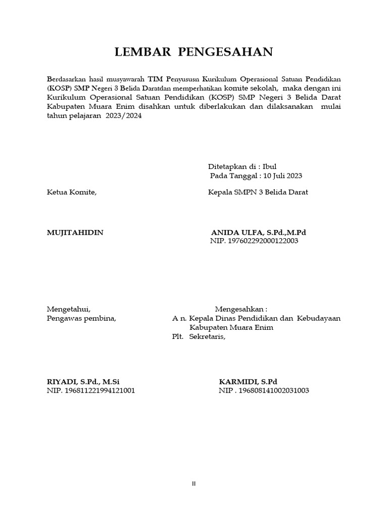 Lembar Pengesahan Kumer | PDF