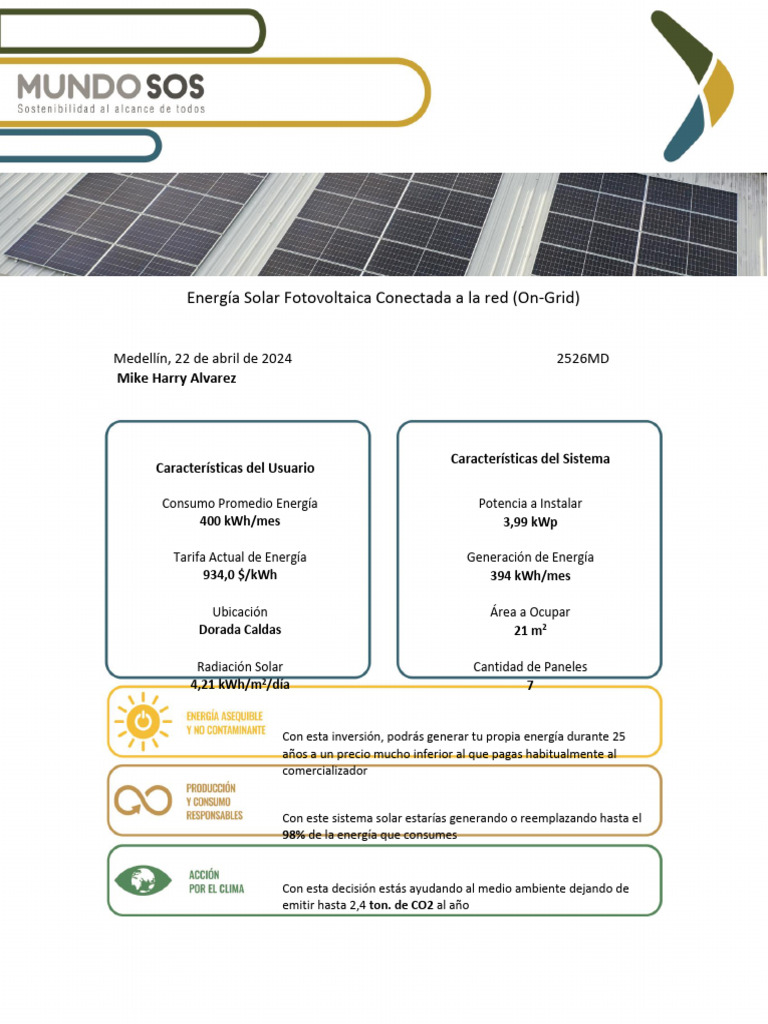 2526MD Mike Harry Alvarez On Grid Ok | PDF | Fotovoltaica | Energía solar