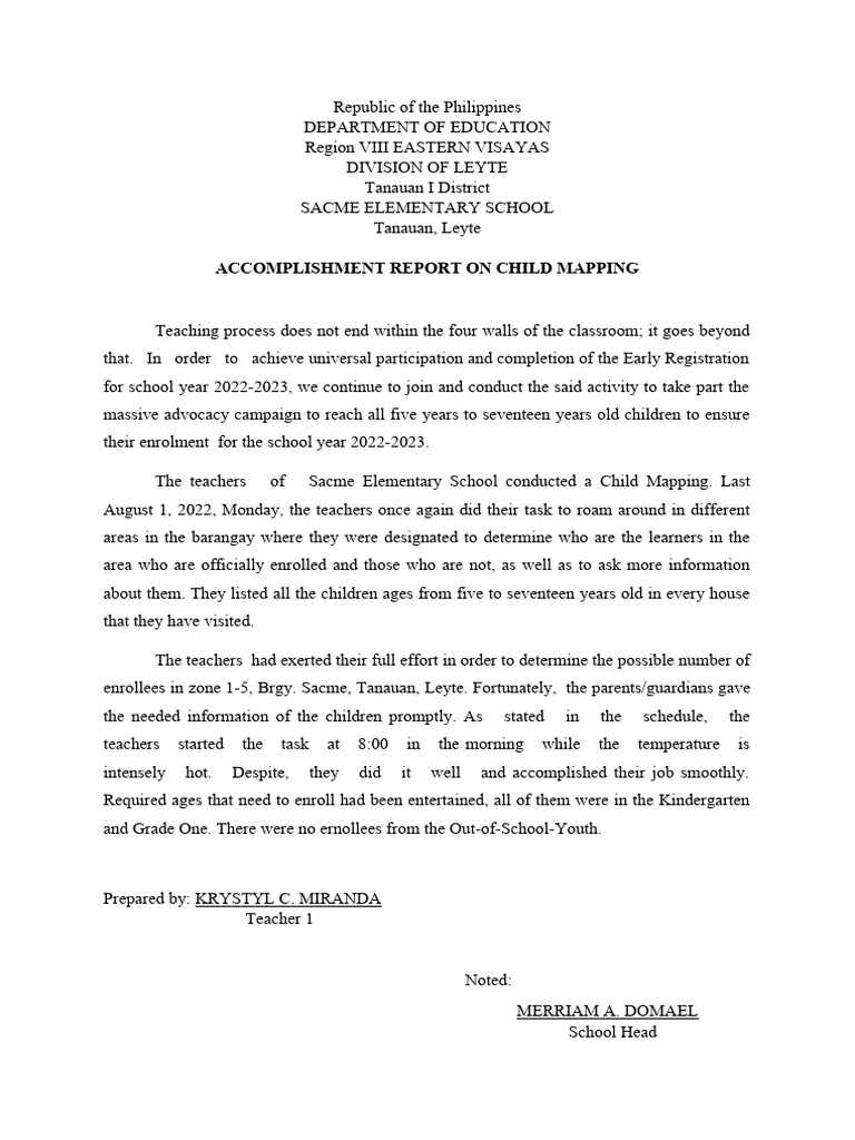 ACR Child Mapping | PDF | Teachers | Behavior Modification