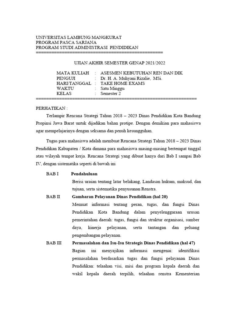 Soal UAS S2 Adm. Pend. | PDF | Seni