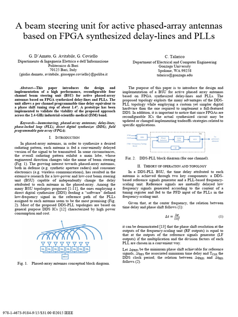 A Beam Steering Unit For Active Phased-Array Antennas Based On FPGA ...
