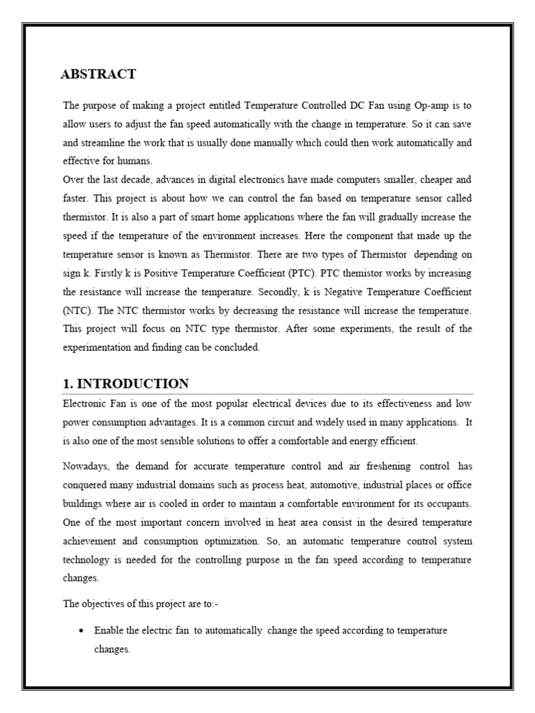 Temperature Controlled DC Fan Using Op | PDF | Operational Amplifier ...