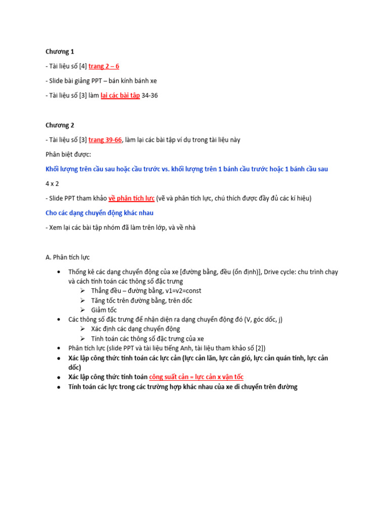 Ôn tập lý thuyết Ô tô - 13042023 | PDF