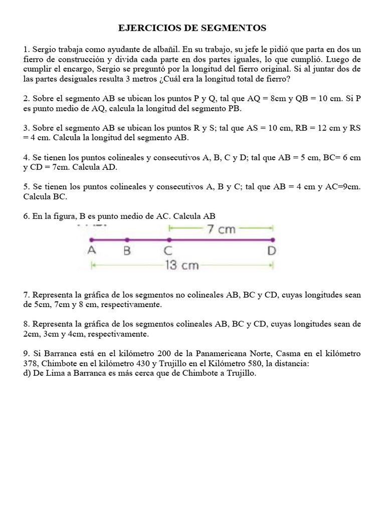 Ejercicios de Segmentos | PDF