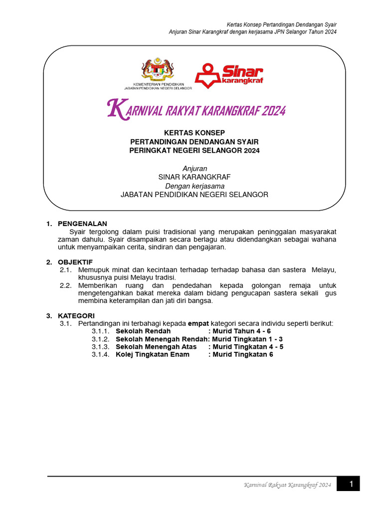 Kertas Konsep Syair Karnival Rakyat Karangkraf | PDF
