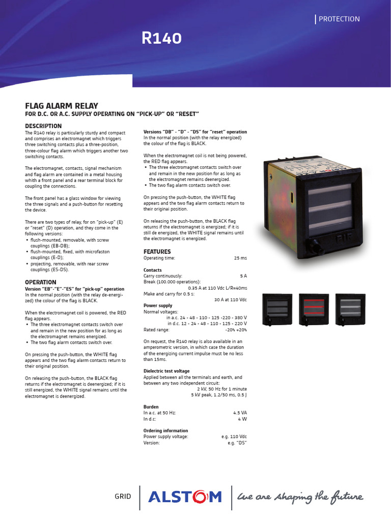 R140_EN | PDF | Relay | Alternating Current