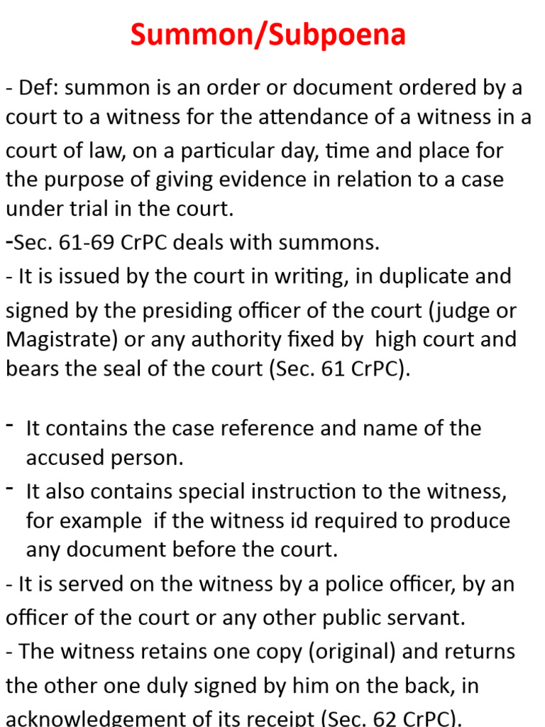 Summons and Conduct Money for Witnesses | PDF | Summons | Witness