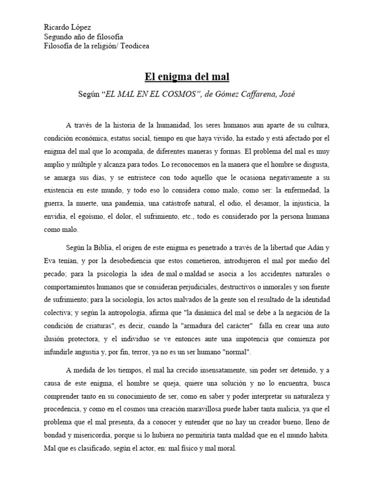 El Enigma Del Mal | PDF | Mal | Pecado