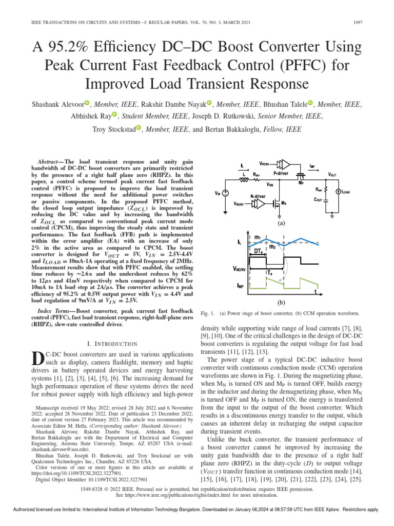 A 95.2 Efficiency DCDC Boost Converter Using Peak Current Fast Feedback Control PFFC For ...